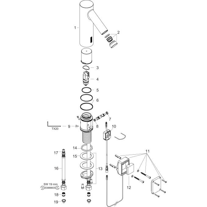 AXOR Washbasin mixers: AXOR Starck, Electronic basin mixer with ...