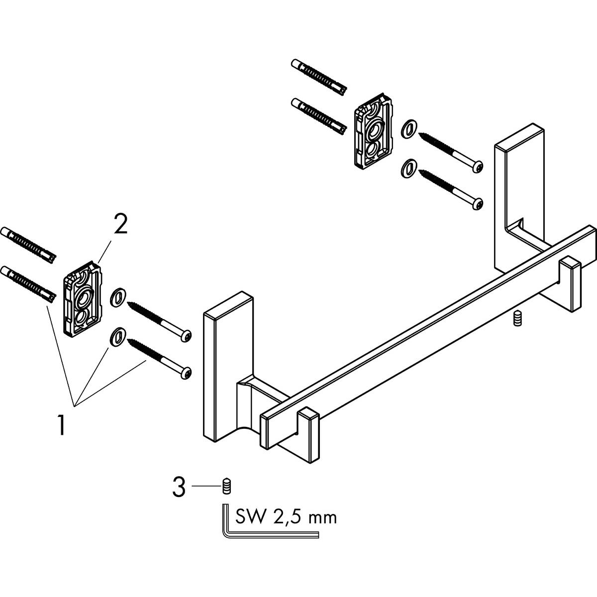 AXOR Accessories: AXOR Universal Rectangular, Grab bar, Item No. 42613000