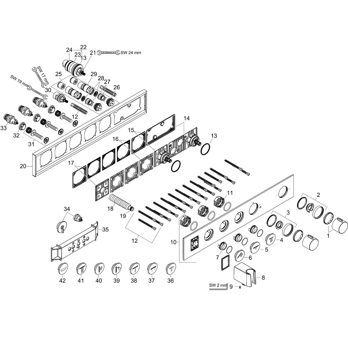 AXOR ShowerSolutions Shower mixers: two-handle, 3 functions, Polished ...