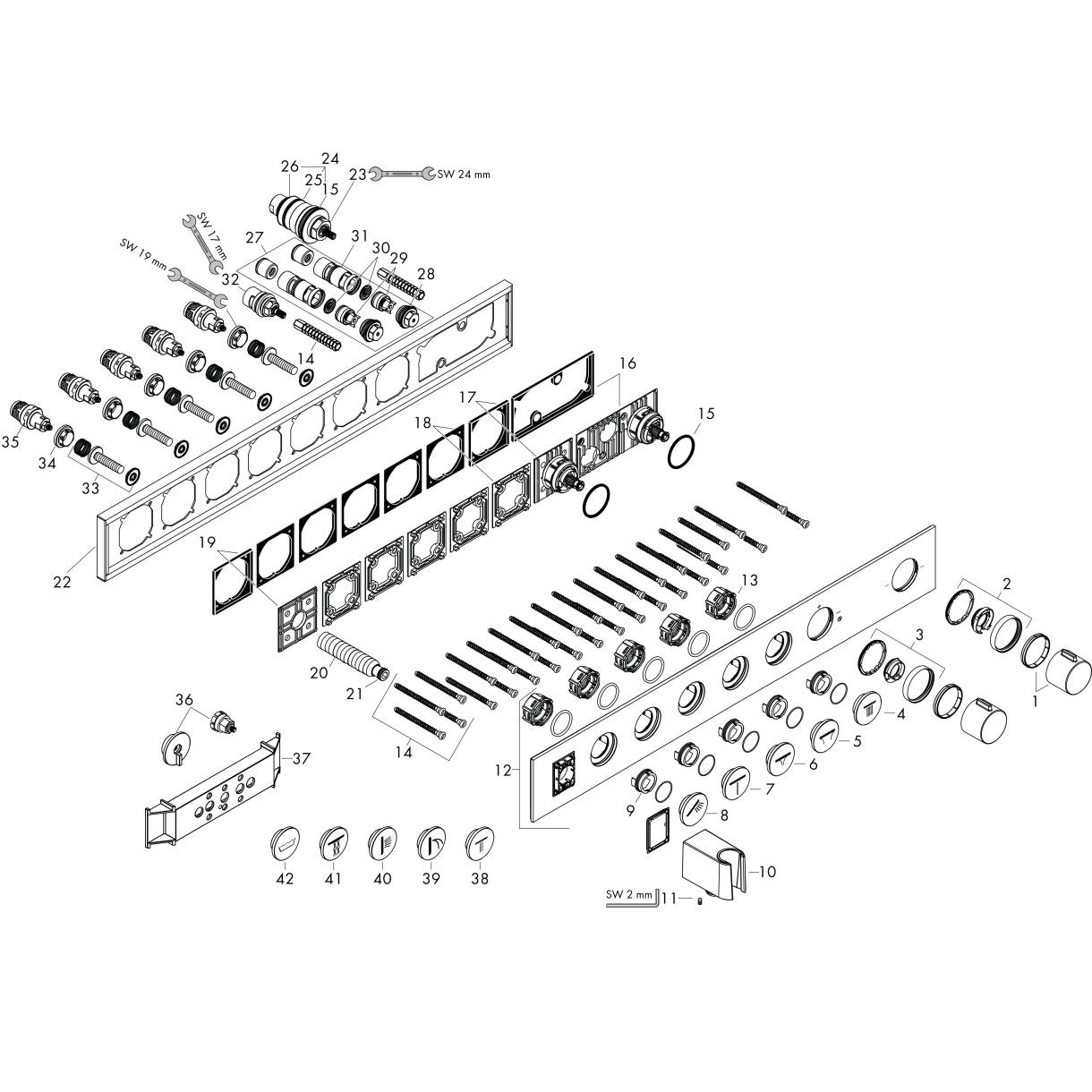 AXOR ShowerSolutions Grifo de ducha: dos manecillas, 5 funciones, Cromo ...