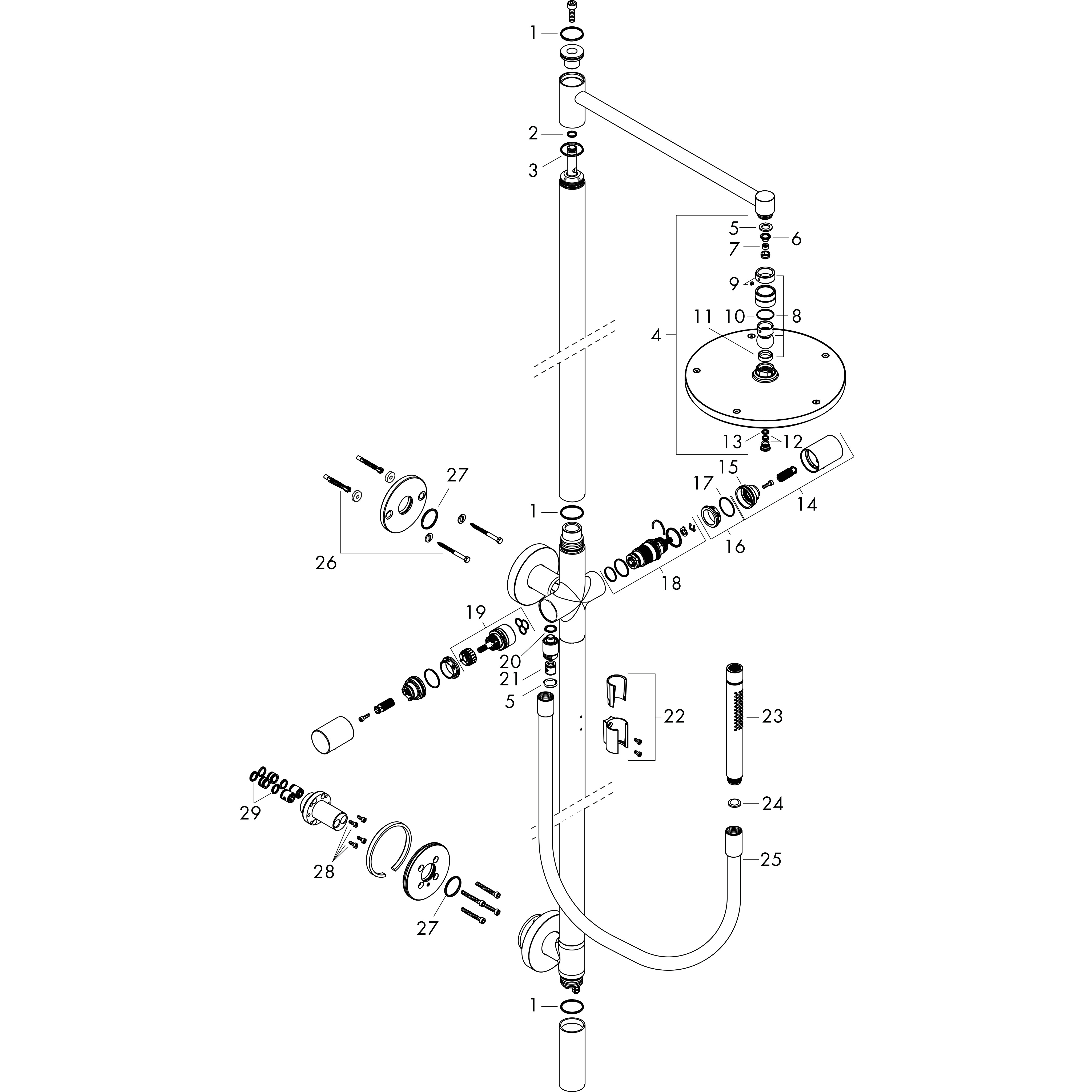 AXOR Shower columns: AXOR Starck, 1 spray mode, Item No. 12672000