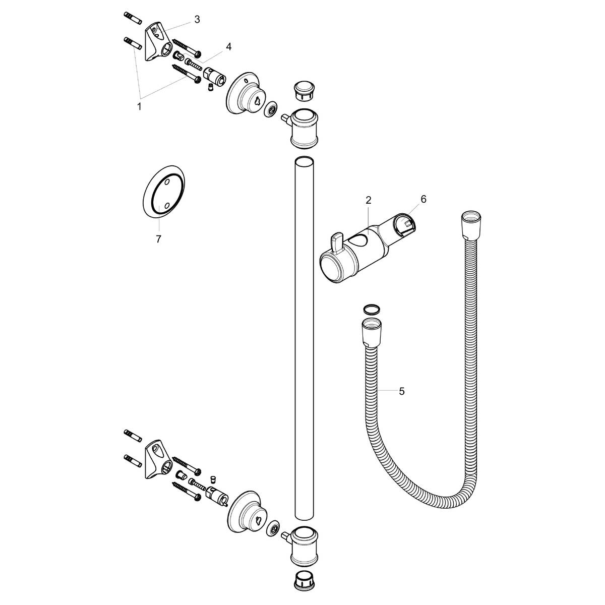 AXOR Wallbars: AXOR Montreux, Wallbar 32", with 63" Handshower Hose ...