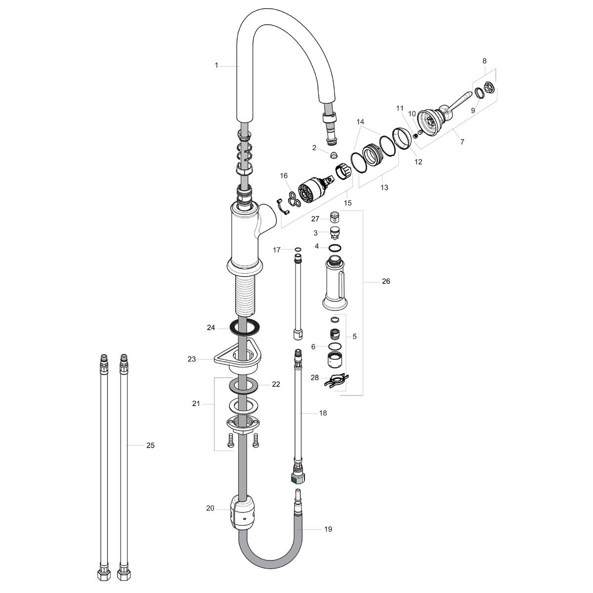 AXOR Kitchen sink mixers: AXOR Montreux, HighArc Kitchen Faucet 2-Spray ...