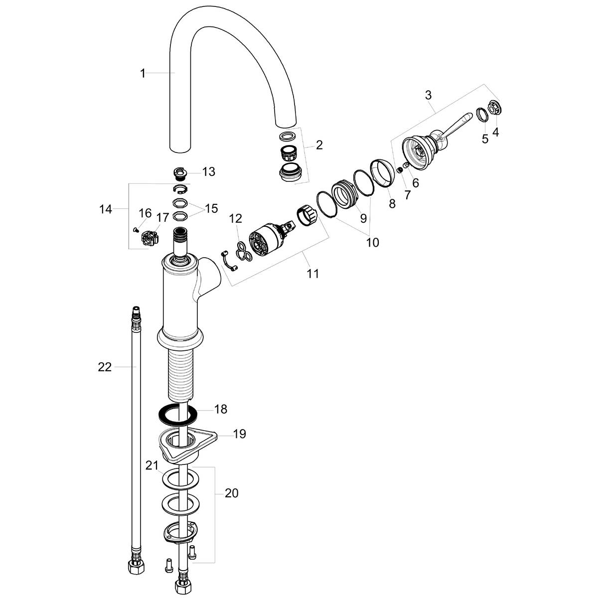 AXOR Kitchen sink mixers: AXOR Montreux, Bar Faucet, 1.5 GPM, Art. no ...