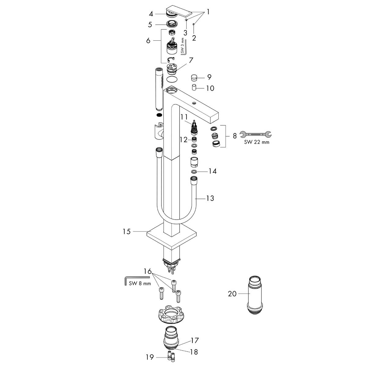 AXOR Citterio Bath faucets: 2 functions, Chrome, Art. no. 39440001 ...