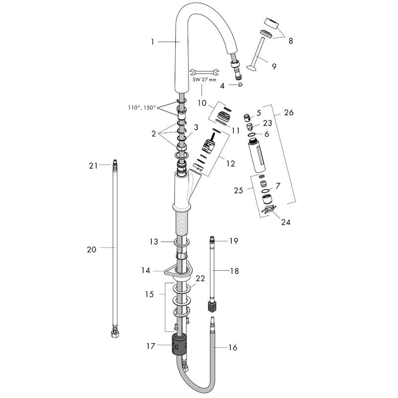 AXOR Kitchen sink mixers: AXOR Starck, Prep Kitchen Faucet 2-Spray Pull ...