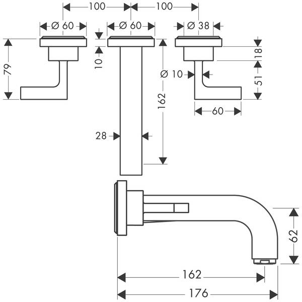 AXOR Washbasin mixers: AXOR Citterio, 3-hole basin mixer for concealed ...