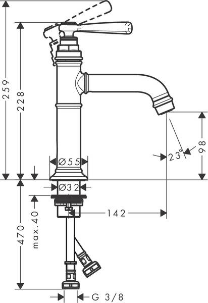 AXOR Washbasin mixers: AXOR Montreux, Single lever basin mixer 100 with ...