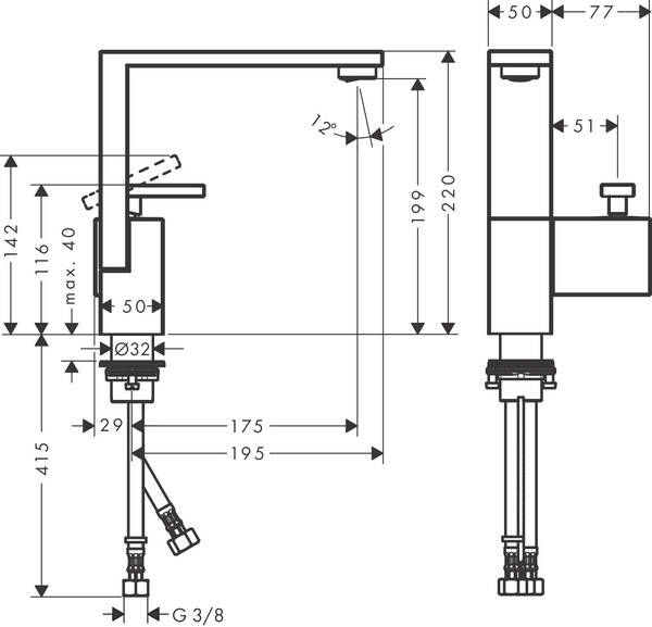 AXOR Washbasin mixers: AXOR Edge, Single lever basin mixer 190 with ...