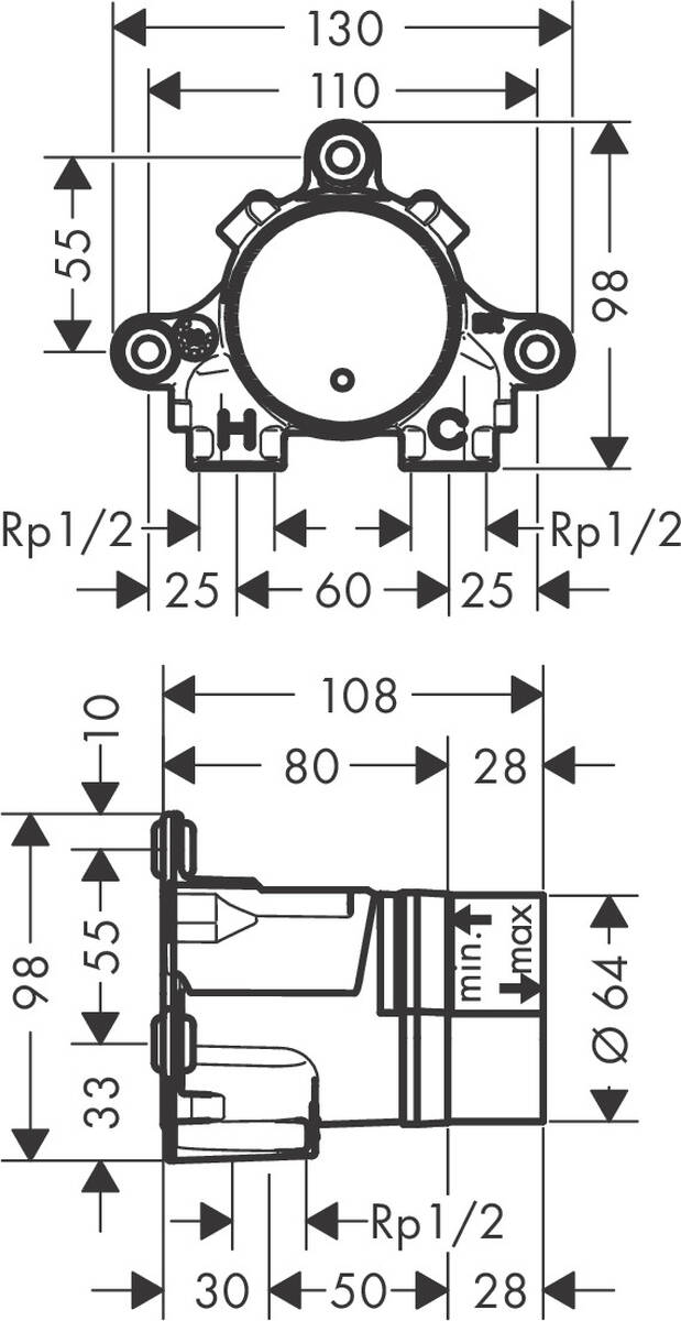AXOR Grundkörper Waschtischmischer: Grundkörper für Waschtischmischer ...