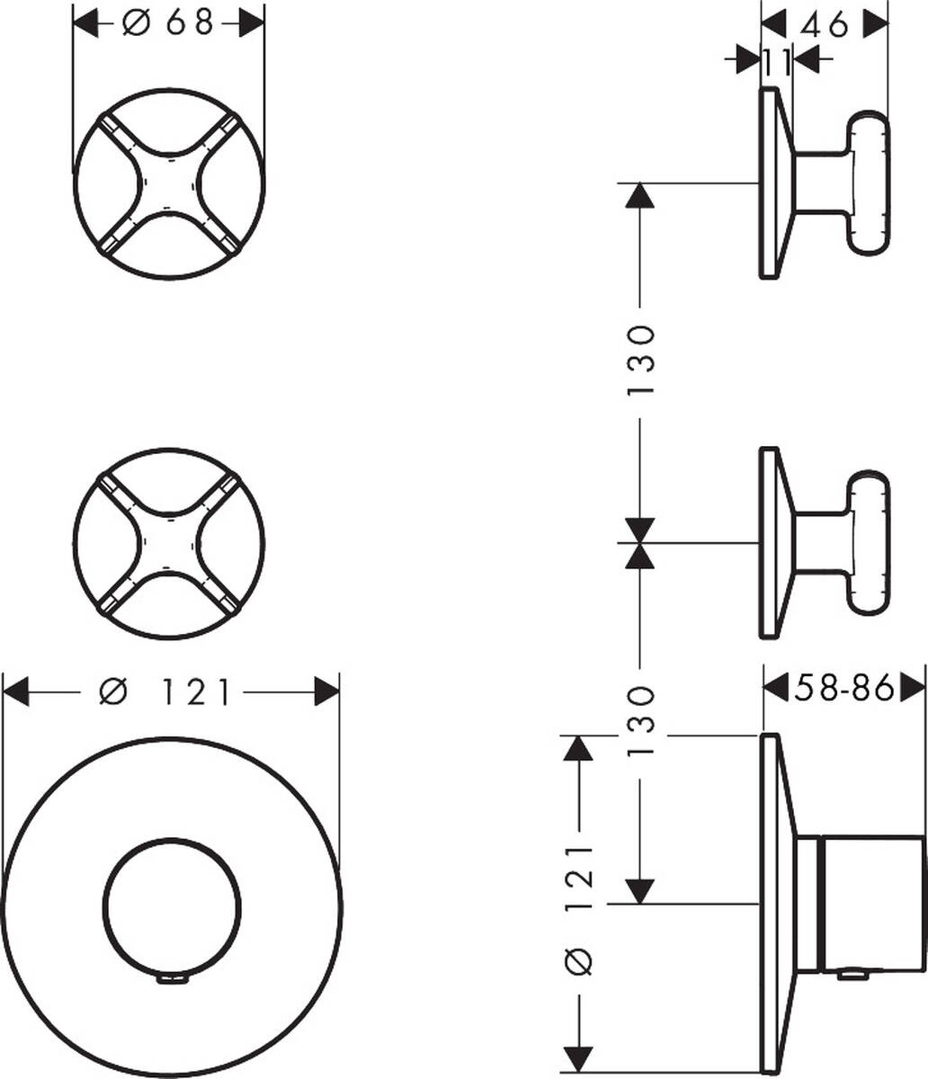 AXOR One Shower mixers: two-handle, 2 functions, Chrome, Item No. 48712000