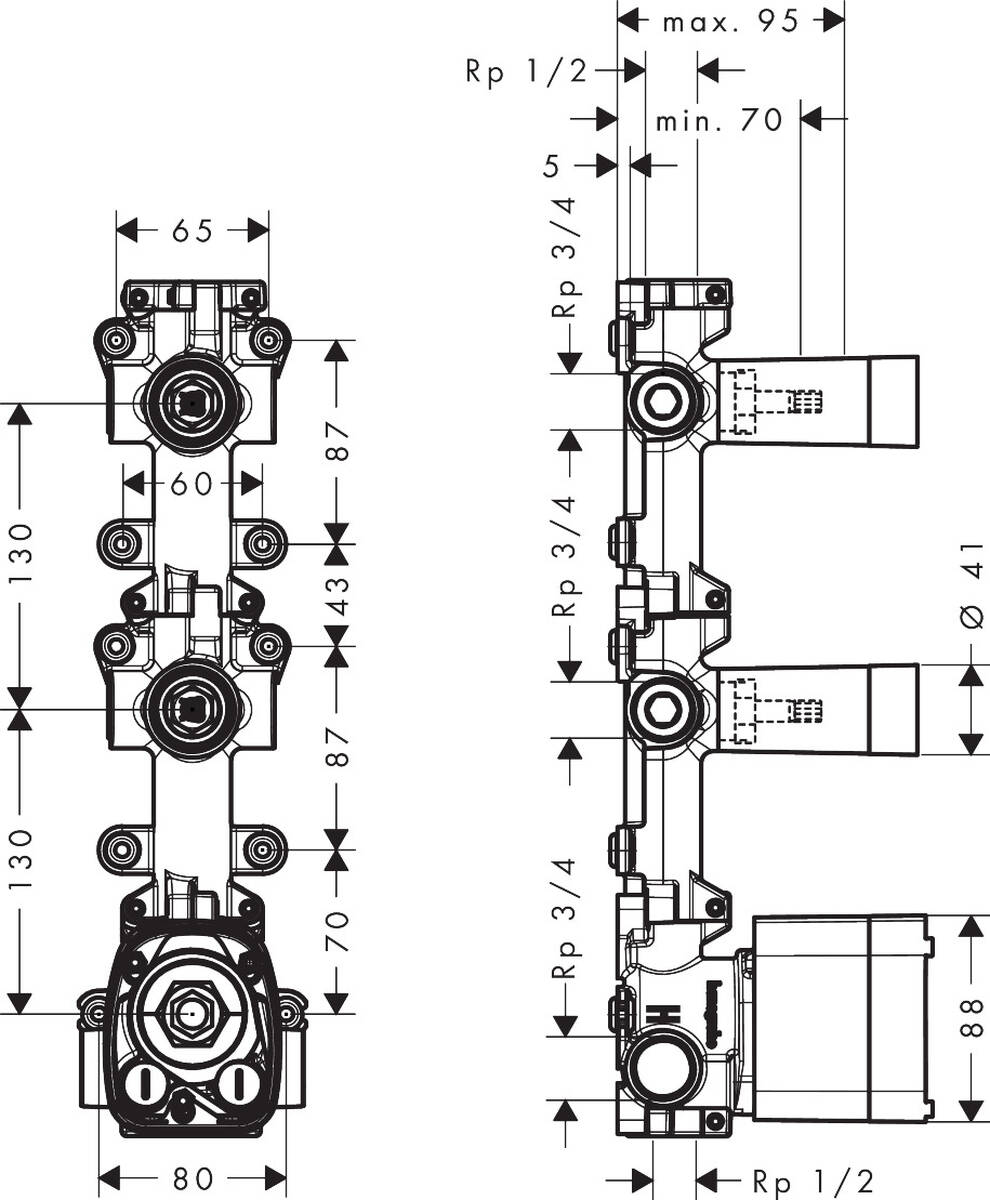 AXOR Concealed Basic set bath/shower mixers: AXOR One, Basic set for ...