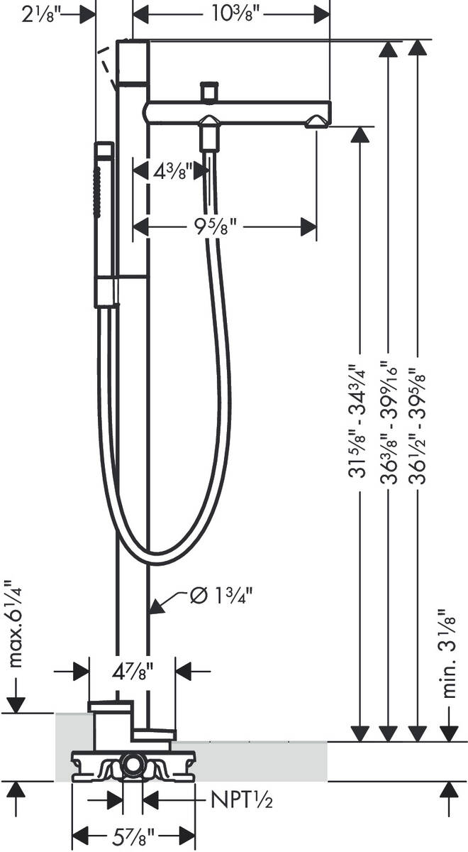 AXOR Uno Bath mixers: 2 Functions, Chrome, Art. no. 45416001