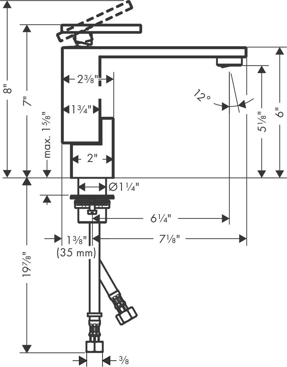 AXOR Sink mixers: AXOR Edge, Single-Hole Faucet 130 - Diamond Cut, 1.2 ...