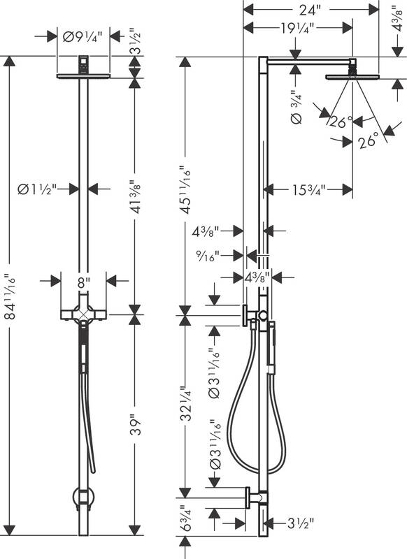 AXOR Shower Columns: AXOR Starck, 1 spray mode, Art. no. 12673001