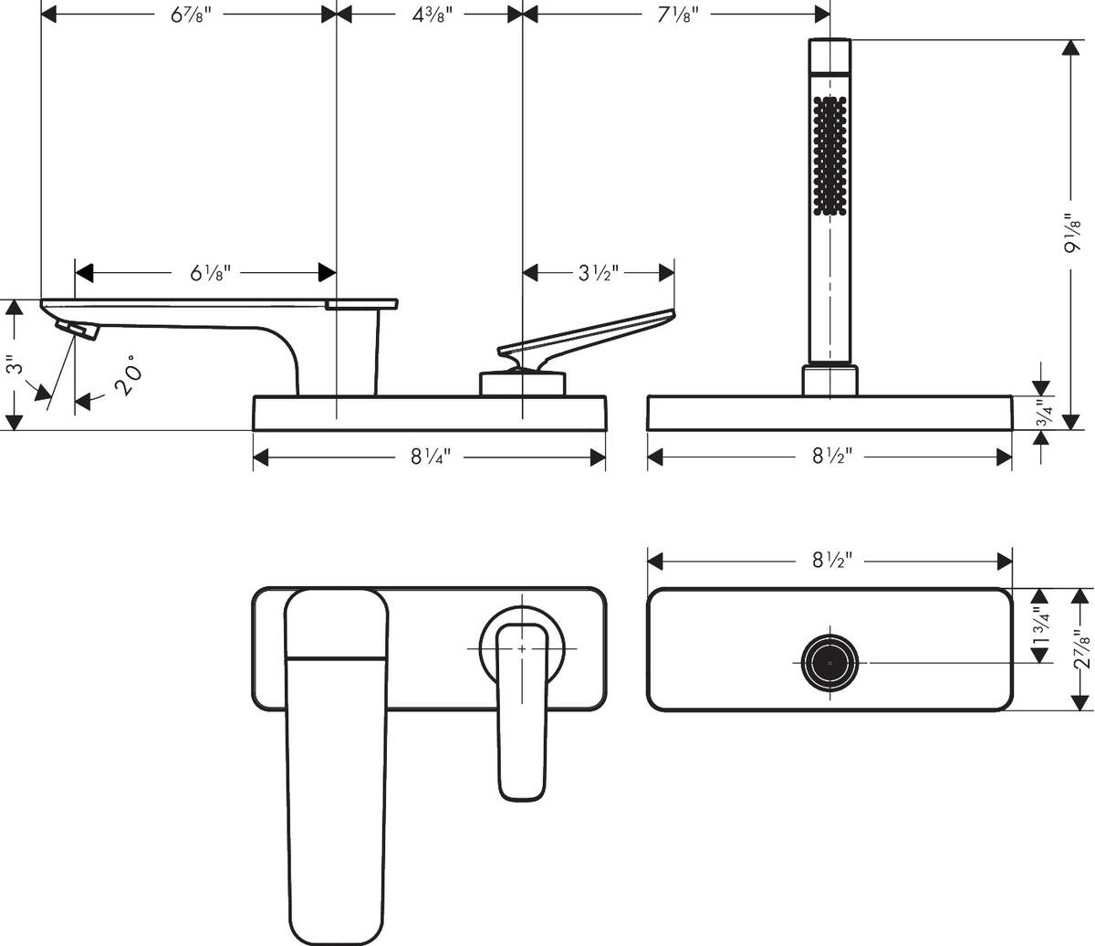 AXOR Citterio C Bath tub faucets: 2 functions, Chrome, Art. no. 49430001