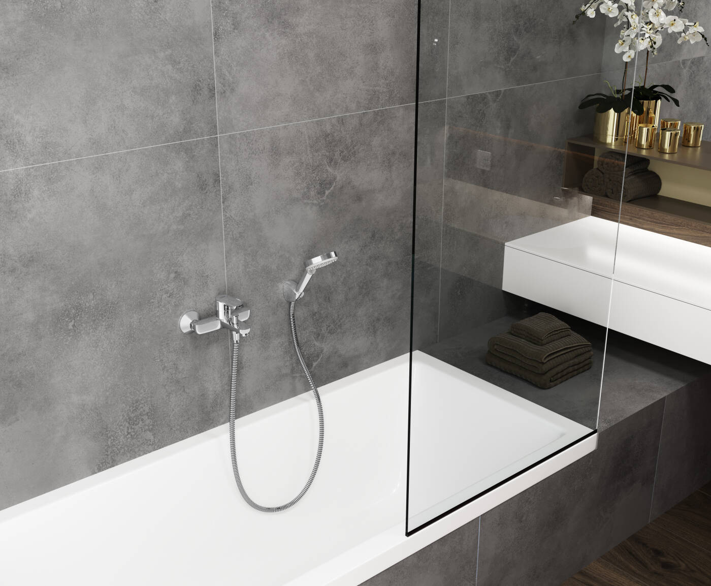 Vernis Blend Bath mixers: designed to run 2 outlets, chrome, Item No ...