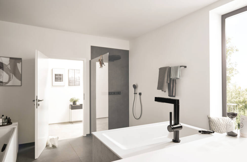 汉斯格雅 Finoris, 单把手面盆龙头230抽拉（两功能）带按压落水套件, 货号 76063007 | Hansgrohe Pro CN