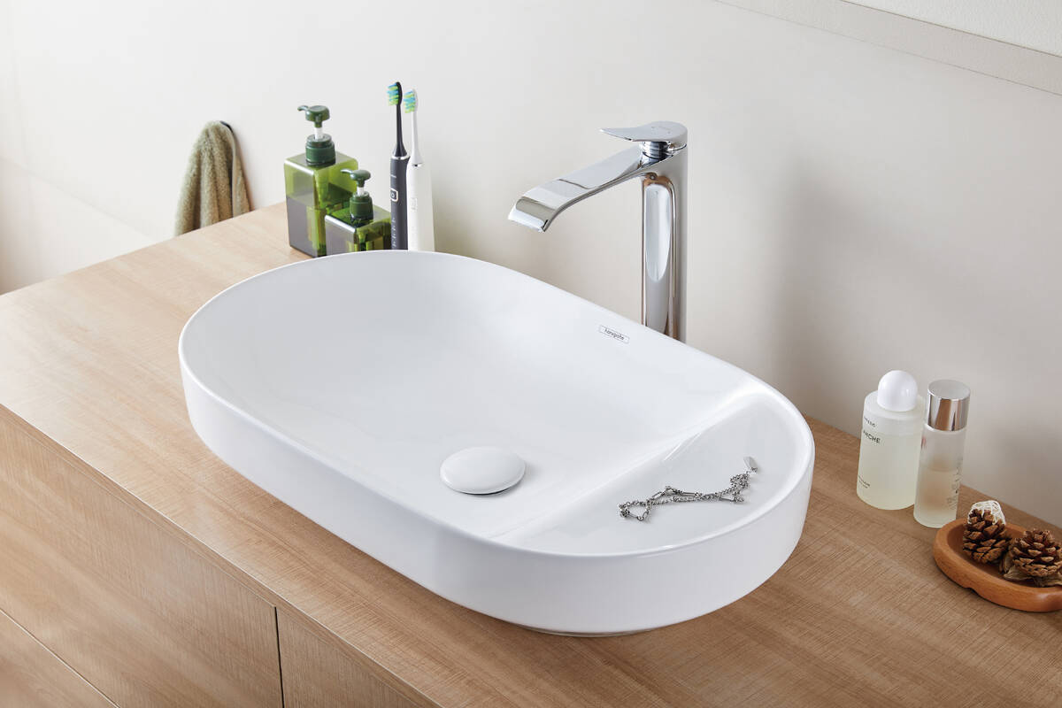 hansgrohe Washbasins: MellowTide U, Wash bowl 675/395 without tap hole ...