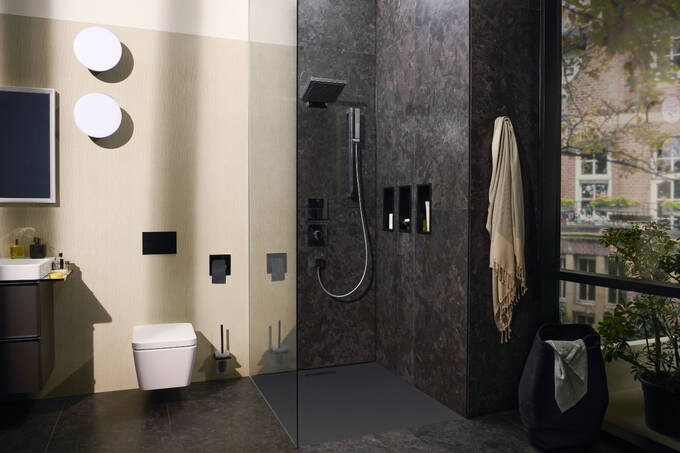 hansgrohe Wallbars: Unica, Shower bar E Puro 65 cm with easy slide hand ...