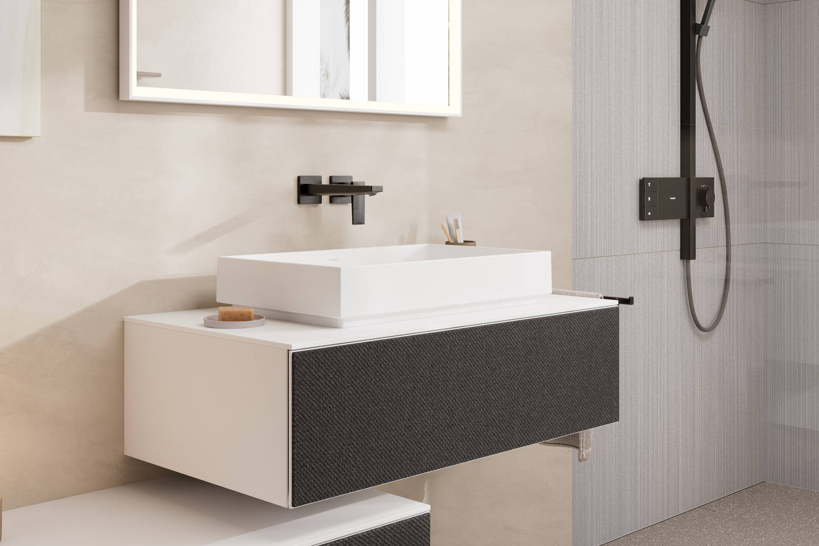 hansgrohe Furniture: Xevolos E, Console 980/550 with cutout middle for wash bowl without tap ...