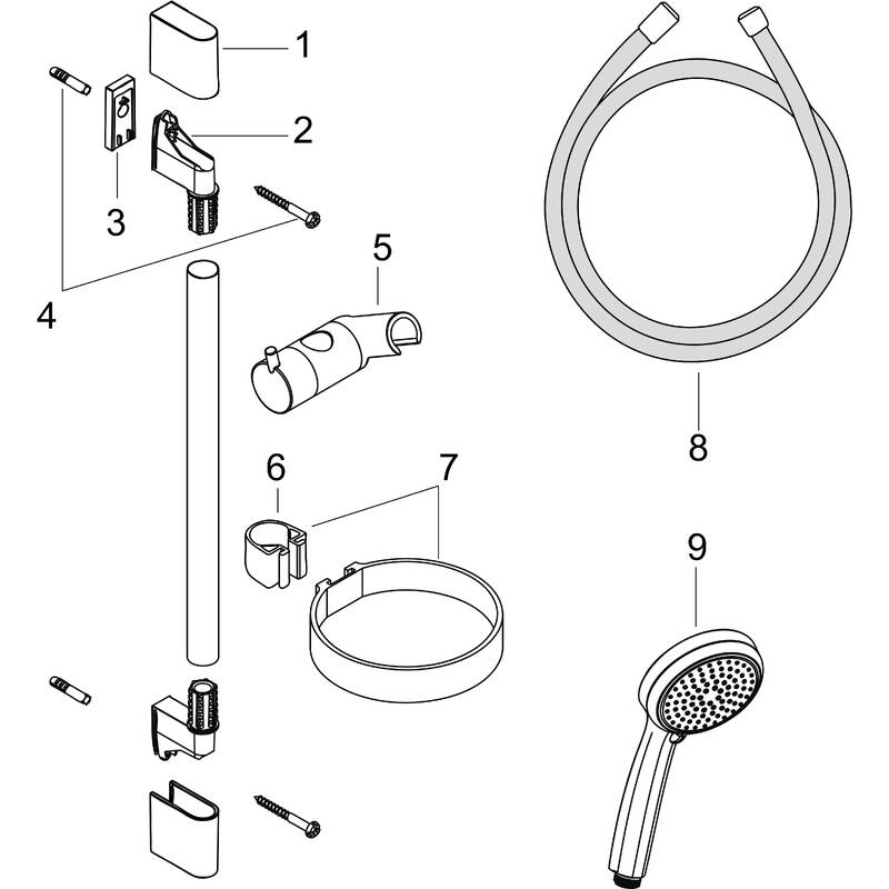 hansgrohe Наборы душевых штанг: Croma 100, Душевой набор Vario EcoSmart ...