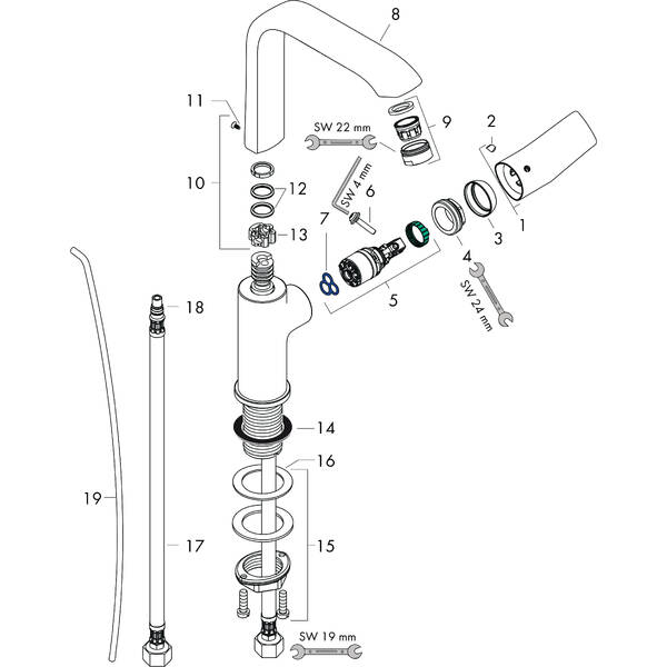 hansgrohe Washbasin mixers: Metris, Single lever basin mixer 230 with ...