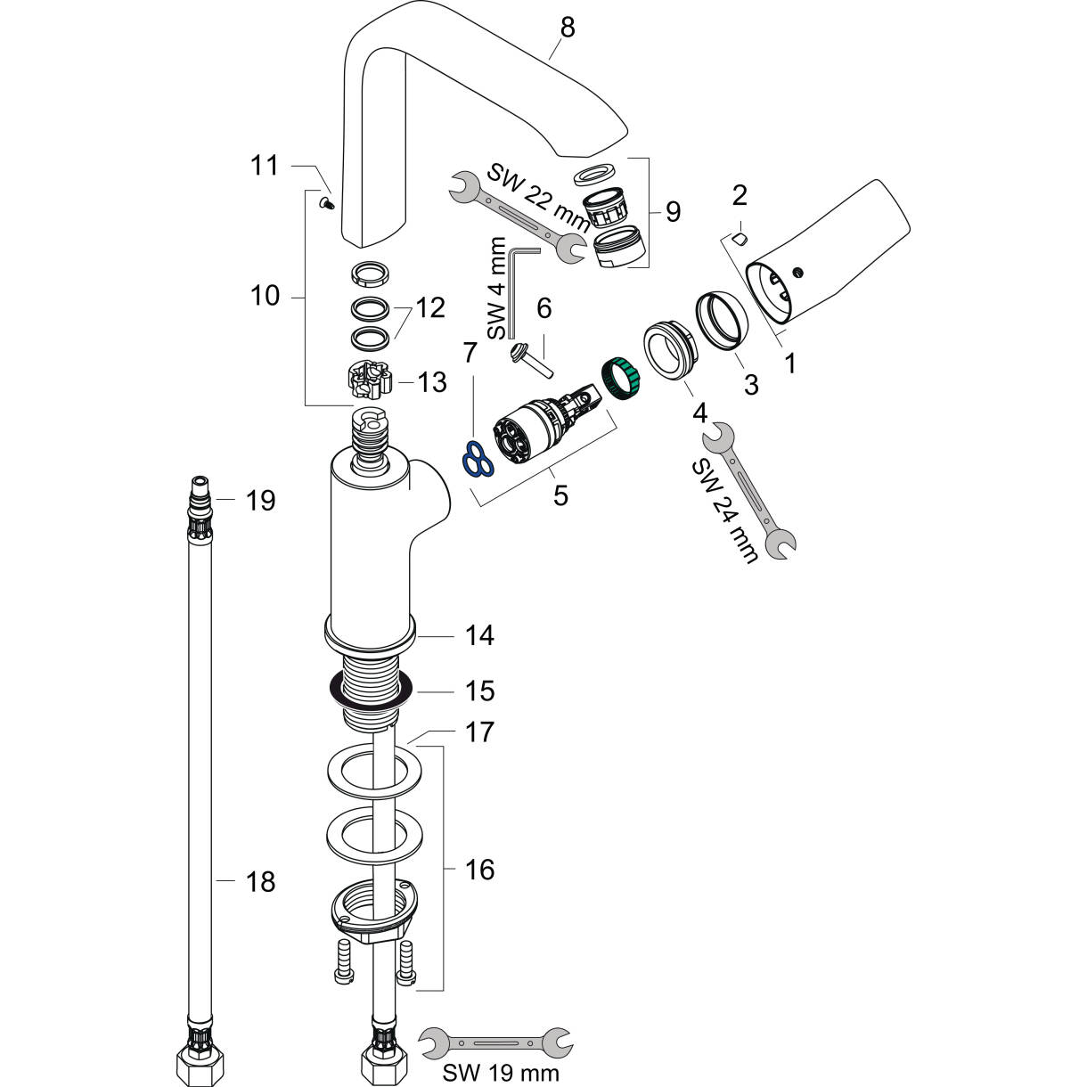 hansgrohe Baterie umywalkowe: Metris, Jednouchwytowa bateria umywalkowa ...