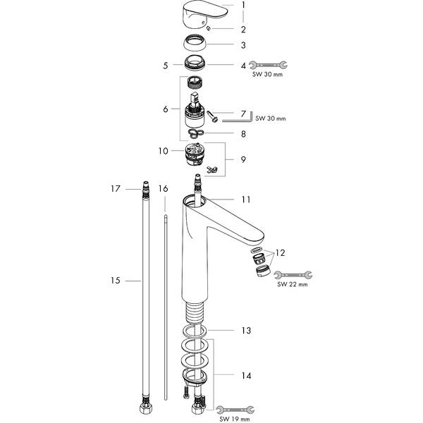 hansgrohe Grifería de lavabo: Focus, Mezclador monomando de lavabo 190 ...