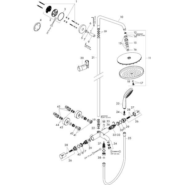 hansgrohe Showerpipes: Croma, однорежимный, Арт. № 27223000 | hansgrohe RU