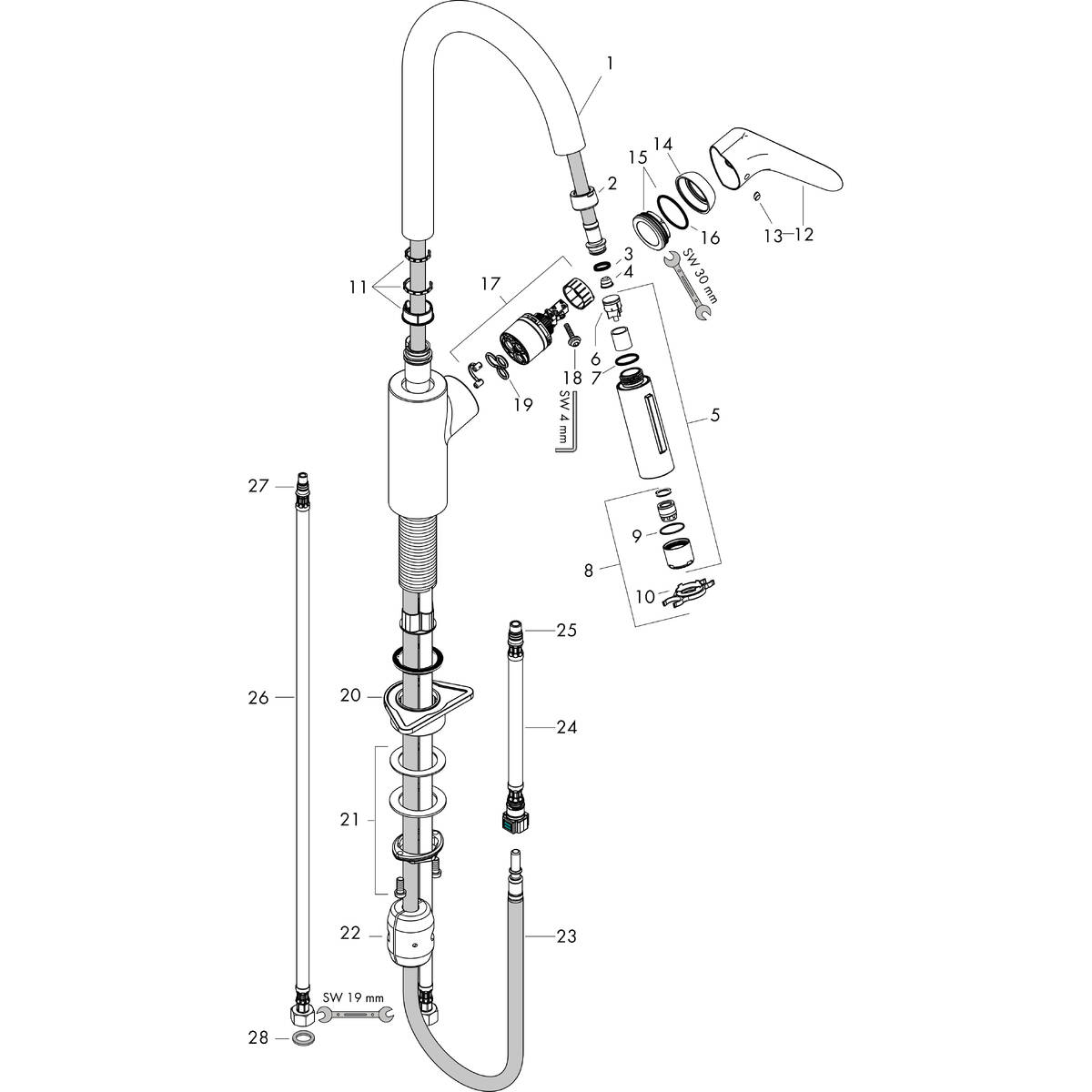 hansgrohe Kitchen mixers: Focus M41, Single lever kitchen mixer 240 ...
