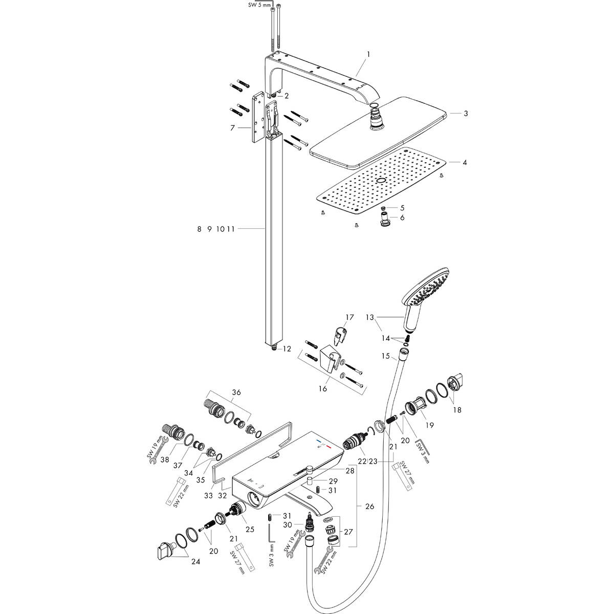 hansgrohe Showerpipes: Raindance E, 1 vrsta mlaza, Br. art. 27113000 ...