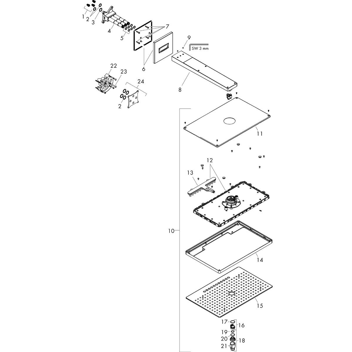 hansgrohe Overhead showers: Rainmaker Select, 2 spray modes, Item No ...