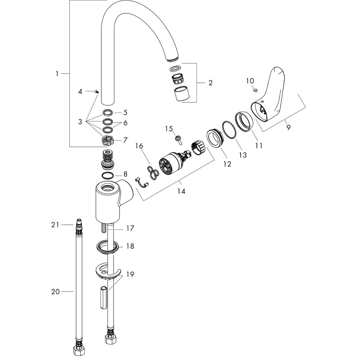 hansgrohe Kitchen mixers: Focus M41, Single lever kitchen mixer 240 ...
