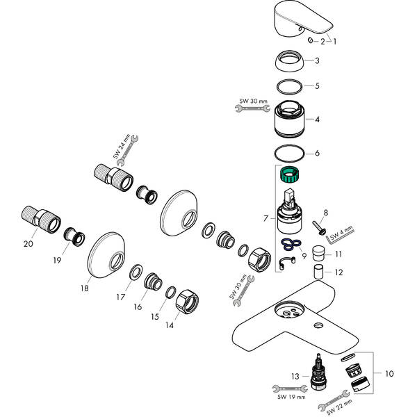 Talis E Смесители для ванны: 2 функции, Матовая бронза, Арт. № 71740140