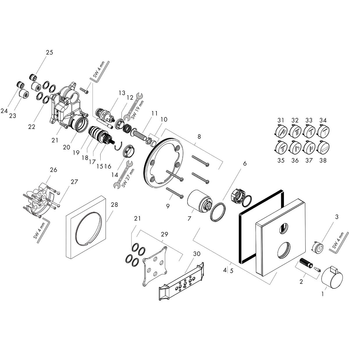 ShowerSelect Glass Смесители для душа: однорычажный, 1 функция, белый ...