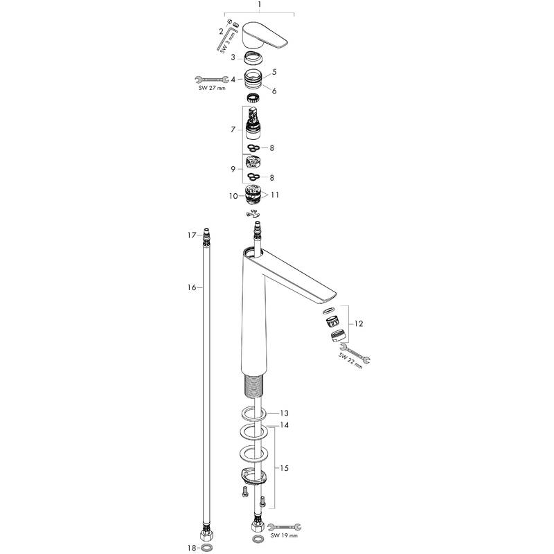 hansgrohe Washbasin mixers: Talis E, Single lever basin mixer 240 ...
