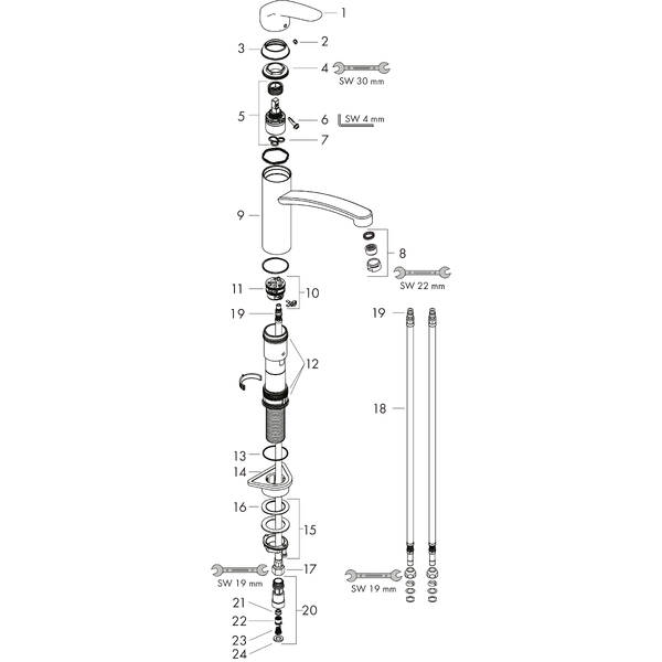 hansgrohe Miscelatori cucina: Focus M41, Miscelatore cucina monocomando ...