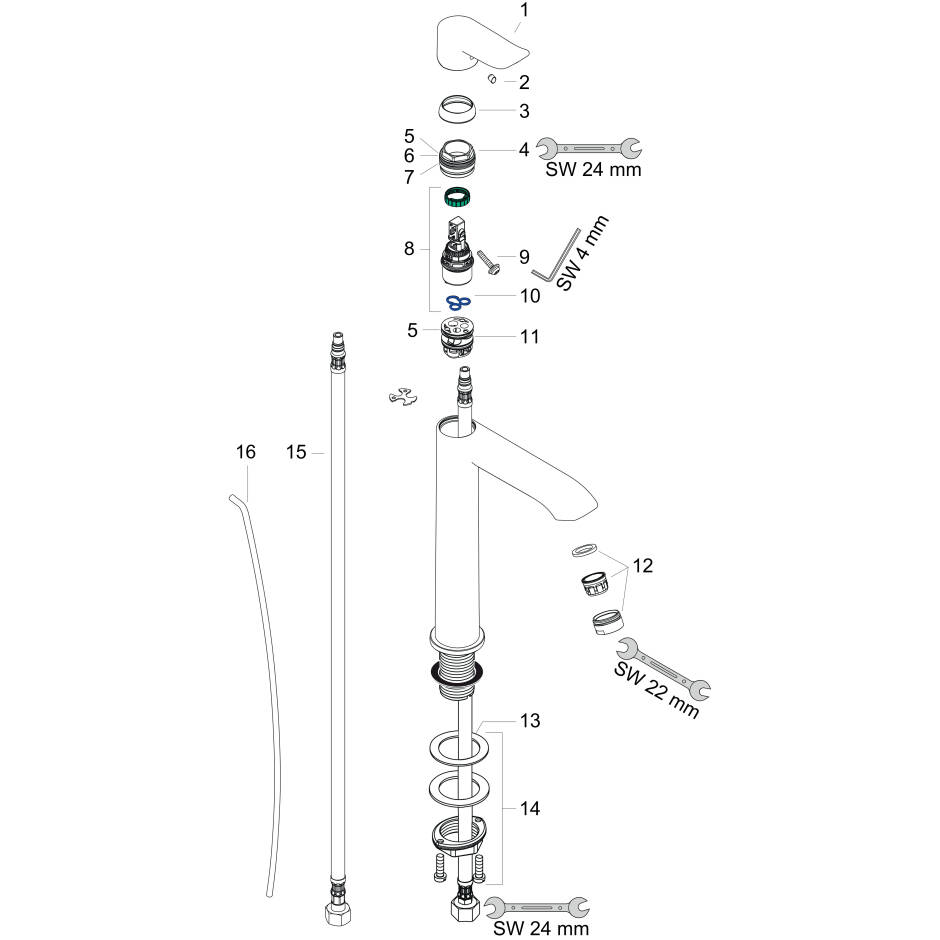 汉斯格雅 面盆龙头: 梦迪诗, 单把手面盆龙头200，带提拉落水套件, 货号 31183007