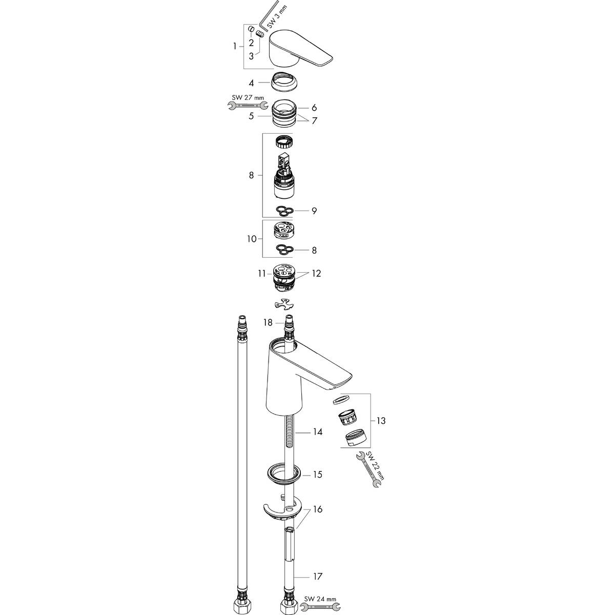 hansgrohe Washbasin mixers: Talis E, Single lever basin mixer 110 ...