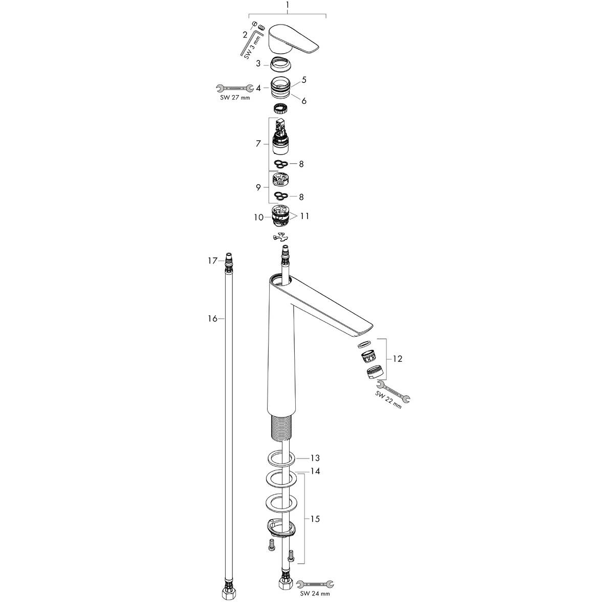 hansgrohe Washbasin mixers: Talis E, Single lever basin mixer 240 ...