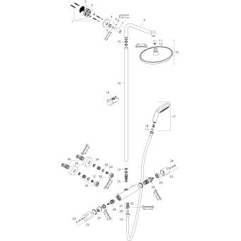 汉斯格雅 花洒管: 柯洛梅达 S, 单种出水模式, 货号 27340007