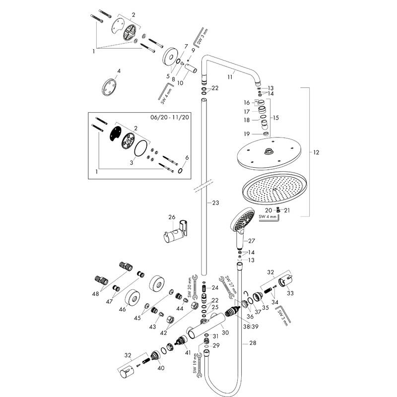 hansgrohe Zuhanycsövek: Croma Select S, 1-féle vízsugár, Cikksz. 26891140