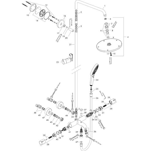 hansgrohe Showerpipes: Raindance S, 1 vrsta mlaza, Br. art. 27117000 ...