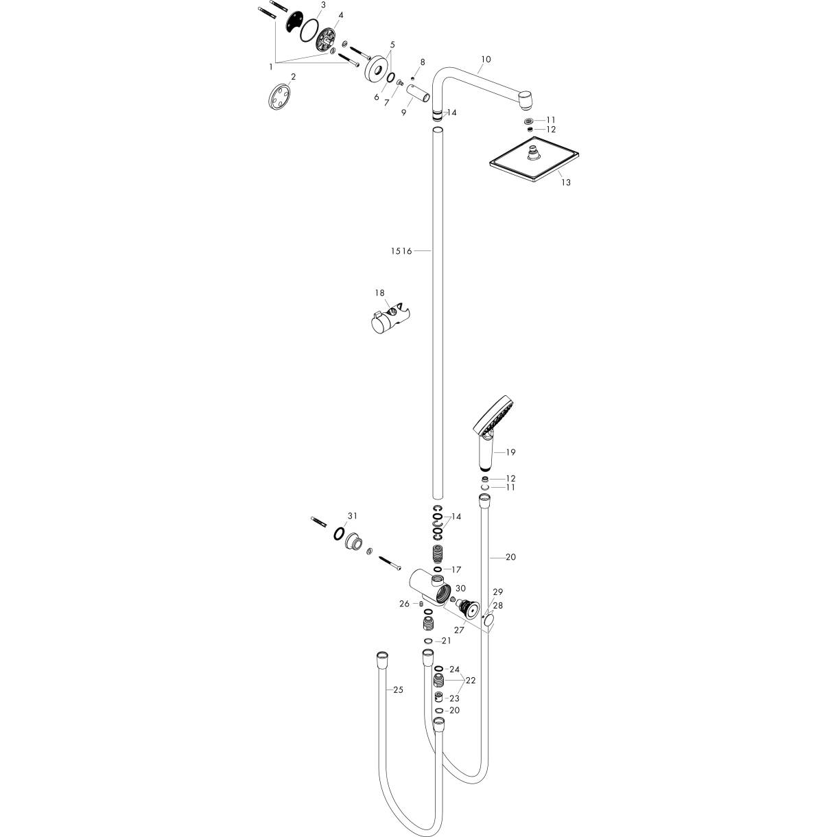 hansgrohe Shower pipes: Crometta E, 1 spray mode, Item No. 27289000