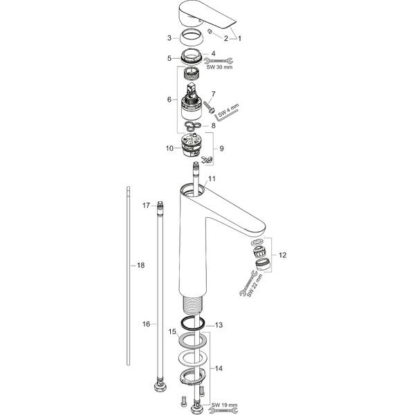 hansgrohe Washbasin mixers: Logis E, Single lever basin mixer 230 with pop-up waste set, Item No ...
