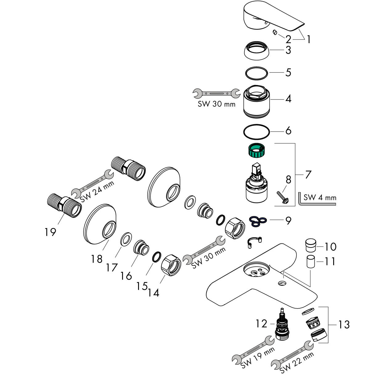 洛捷丝 E 浴缸龙头: 两功能, 镀铬, 货号 71403007