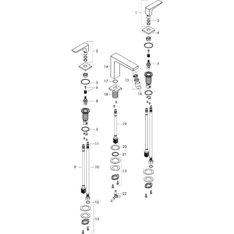 hansgrohe Washbasin mixers: Metropol, 3-hole basin mixer 110 with lever ...