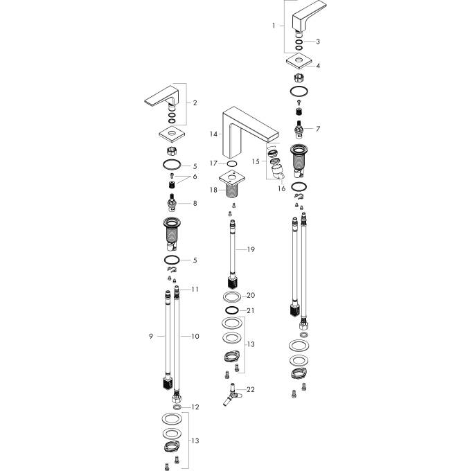 hansgrohe Washbasin mixers: Metropol, 3-hole basin mixer 160 with lever ...