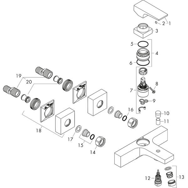 Metropol Смесители для ванны: 2 функции, Хромированный, Арт. № 32540000